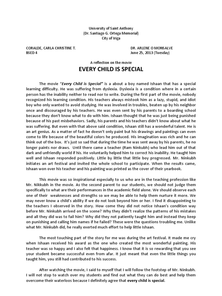 Every Child Is Special | PDF | Teachers | Paintings