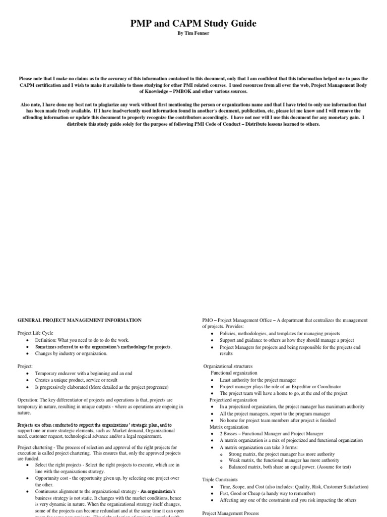 CAPM Study Guide | PDF