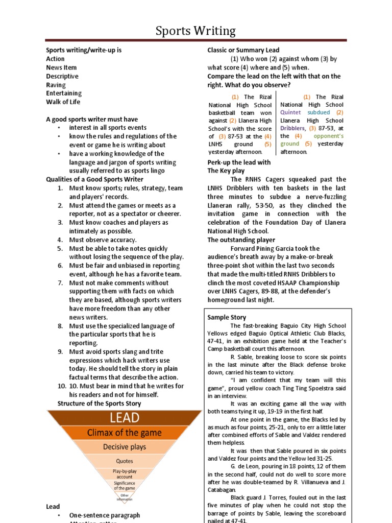 Sports Writing | PDF | Team Sports | Ball Games