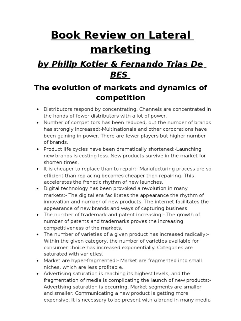 Book Review On Lateral Marketing | PDF | Market Segmentation | Marketing