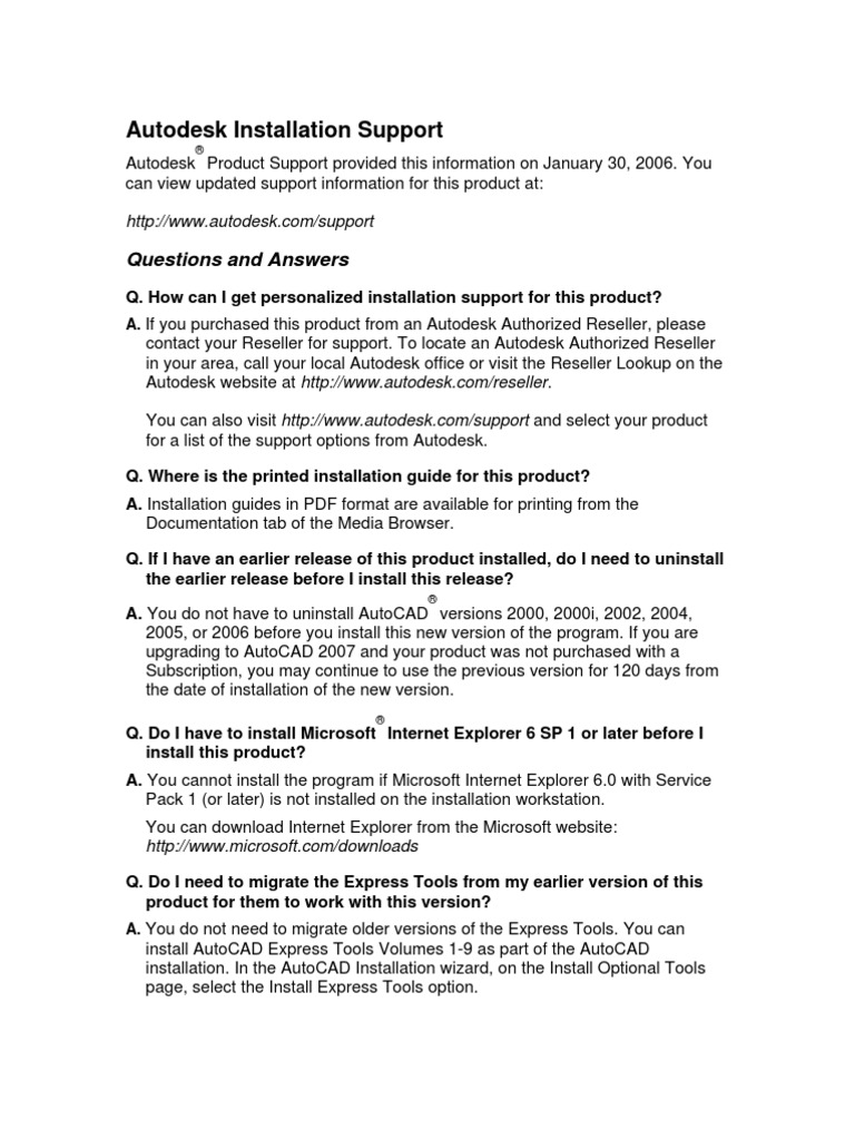 Autodesk Installation Support QA | PDF