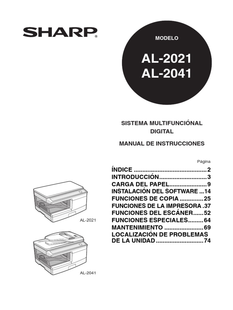 Manual de Instrucciones Sharp AL-2031/2041 | PDF