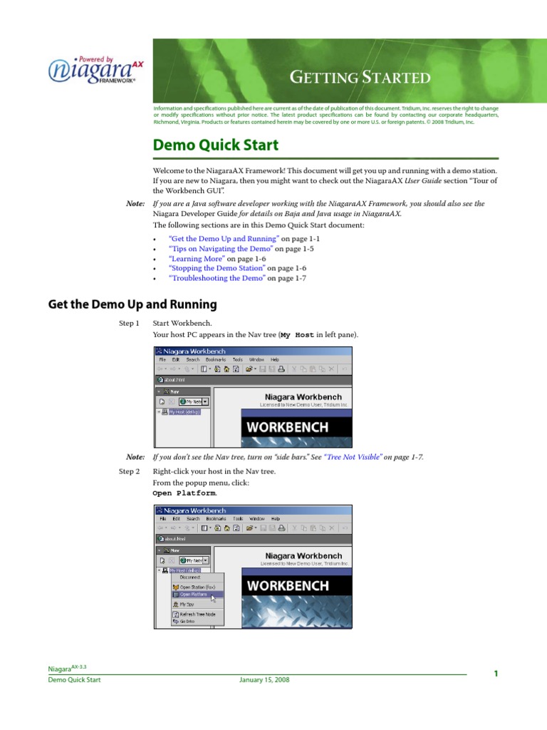 NiagaraAX Demo QuickStart | PDF | Menu (Computing) | Graphical User Interfaces