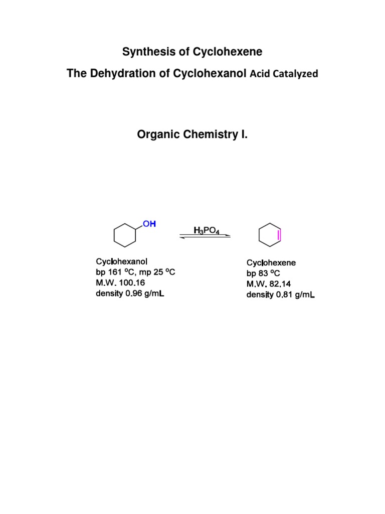 Synthesis of Cyclohexene Lab Report | Chemical Reactions | Acid