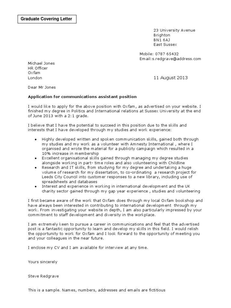 Graduate Cover Letter | PDF