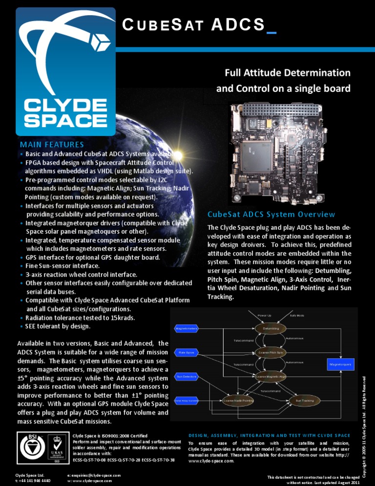 CubeSat_ADCS_Datasheet | Attitude Control | Spaceflight