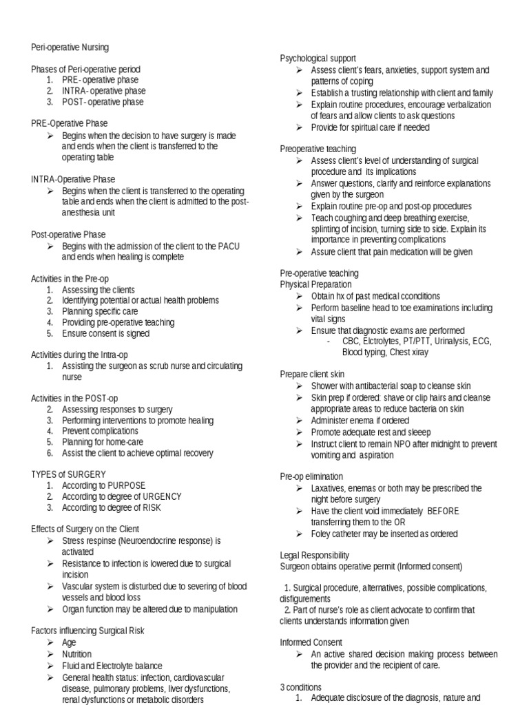 Periop Handouts | PDF