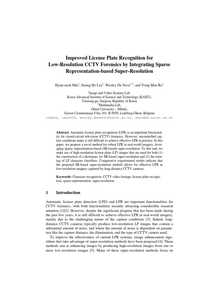 License Plate Recognition For Low-Resolution CCTV Forensics by ...