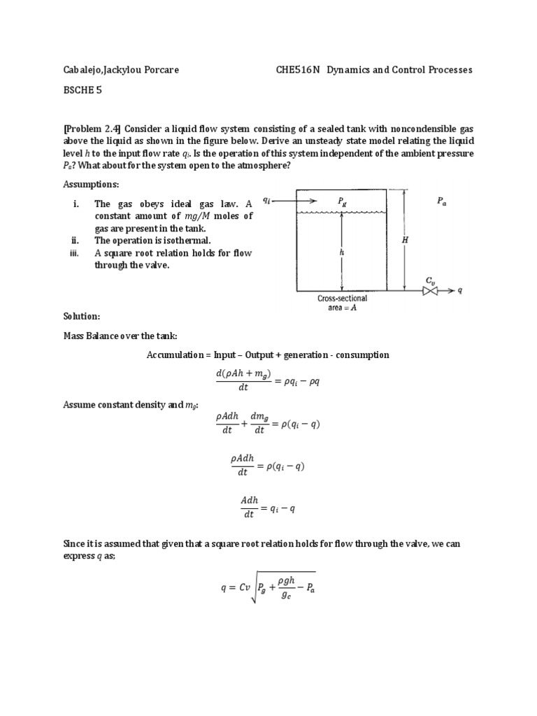 Problem 2.4 Seborg | PDF
