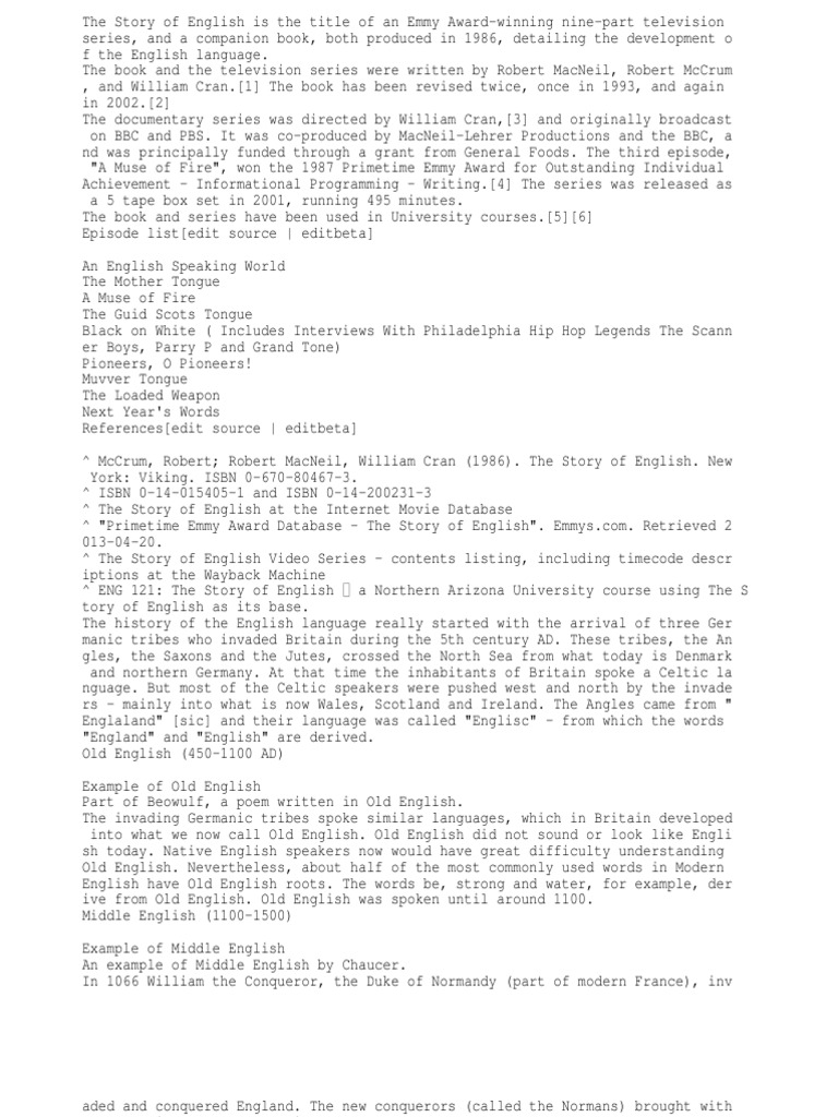 The Story of English | PDF | English Language | French Language