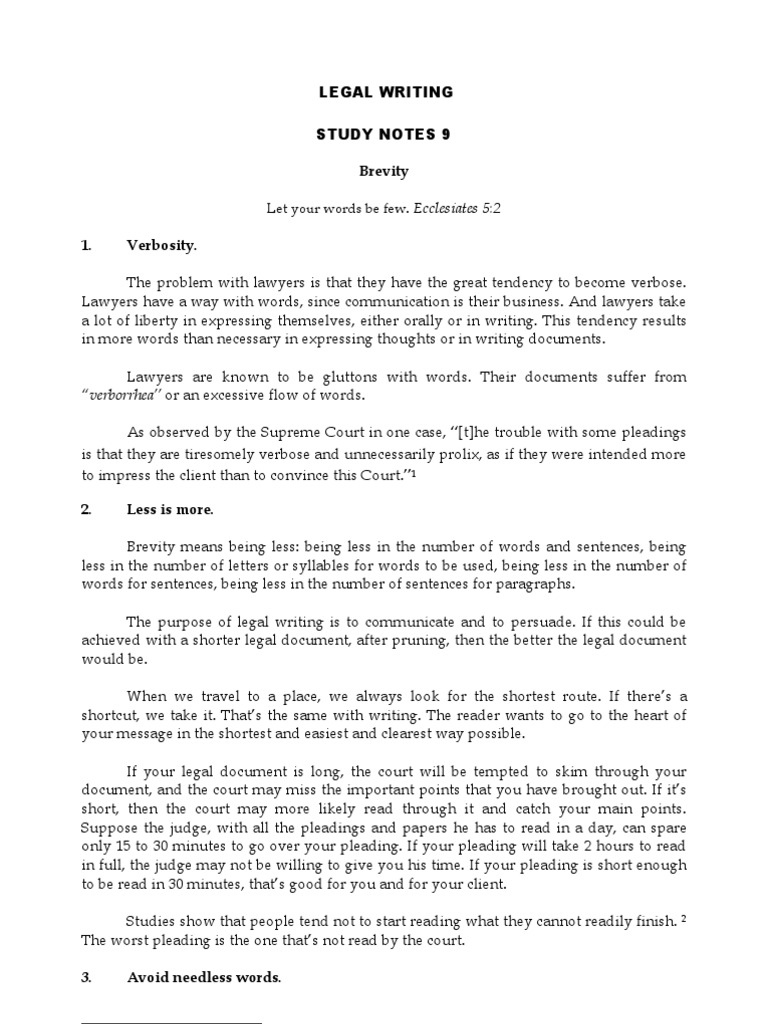 Study Notes 9. Brevity | PDF | Paragraph | Sentence (Linguistics)