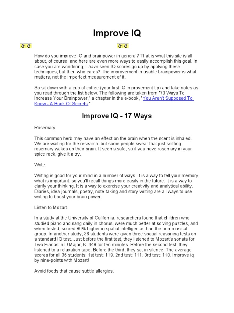 Improve IQ | PDF | Intelligence Quotient | Thought