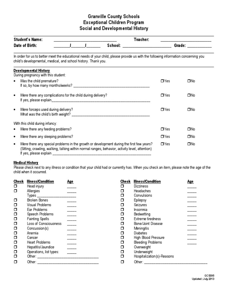 Social Developmental History | PDF | Medical Specialties | Clinical ...