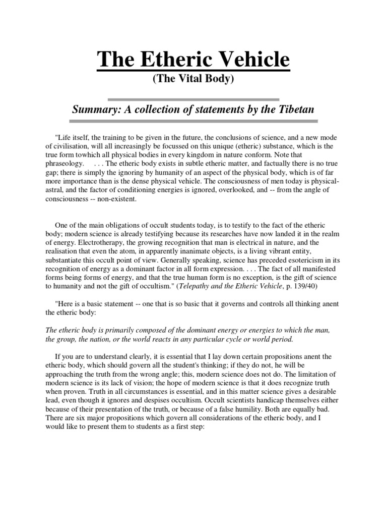 The Etheric Vehicle | PDF | Plane (Esotericism) | Consciousness