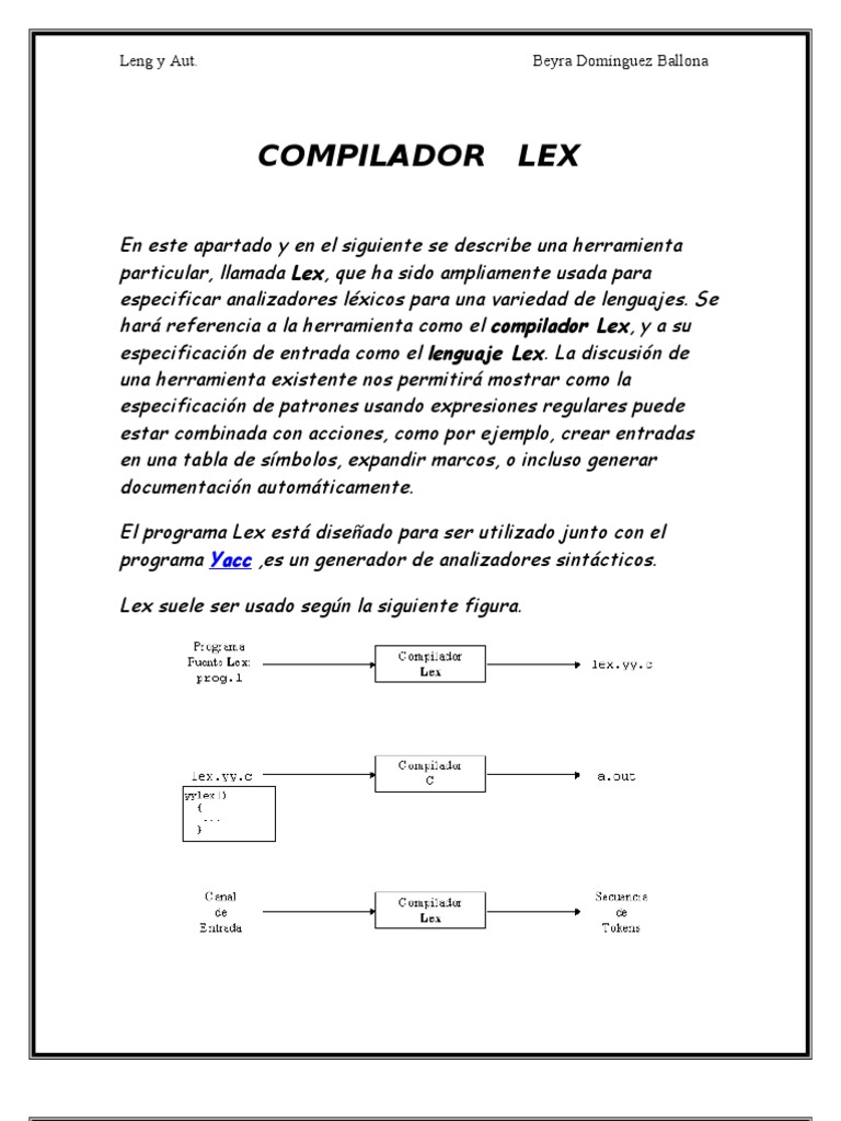 Lex | PDF | Compilador | Lenguaje de programación