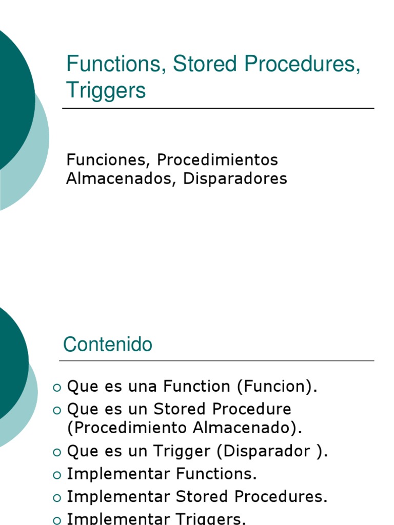 Funciones Stored Procedures Triggers Pdf Tabla Base De Datos Sql