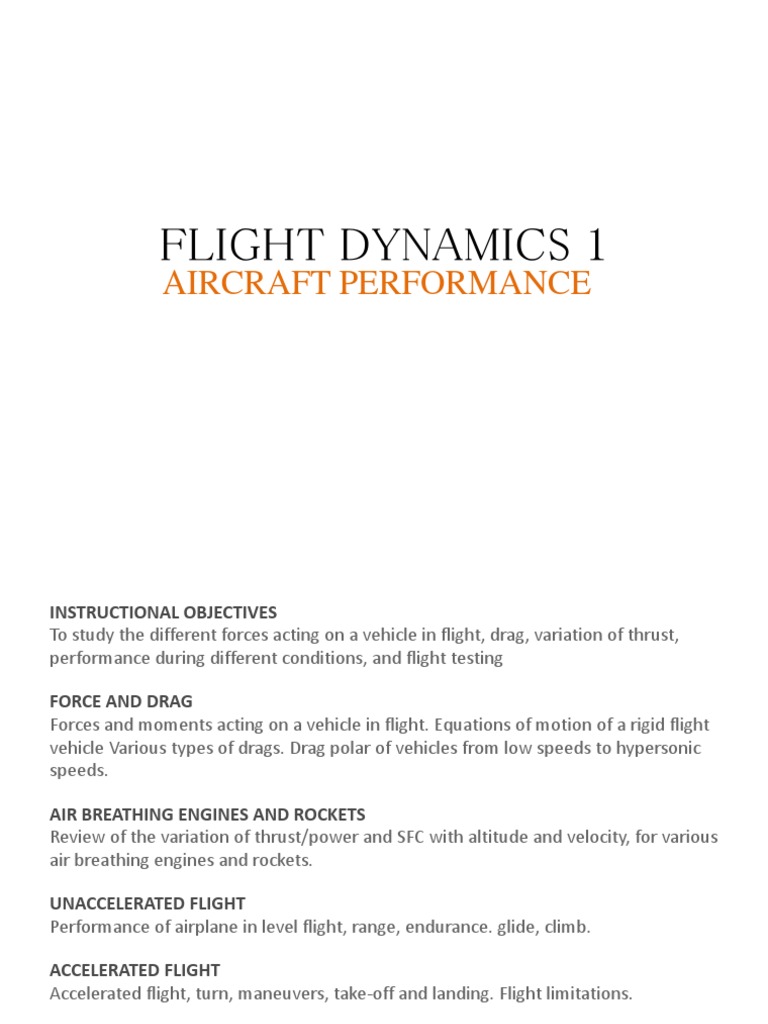 Flight Dynamics 1: Aircraft Performance | PDF | Flight | Aircraft