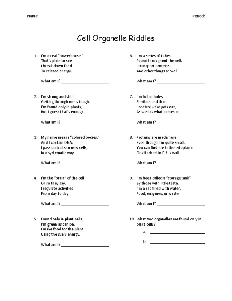 Cell Riddles Worksheet Grow Inn Steps Rohini "Get Ready To