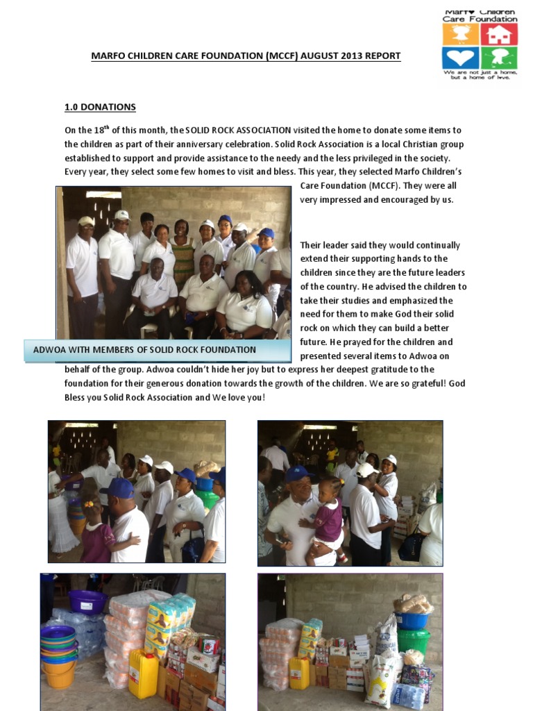 MCCF August 2013 Donation Report | PDF