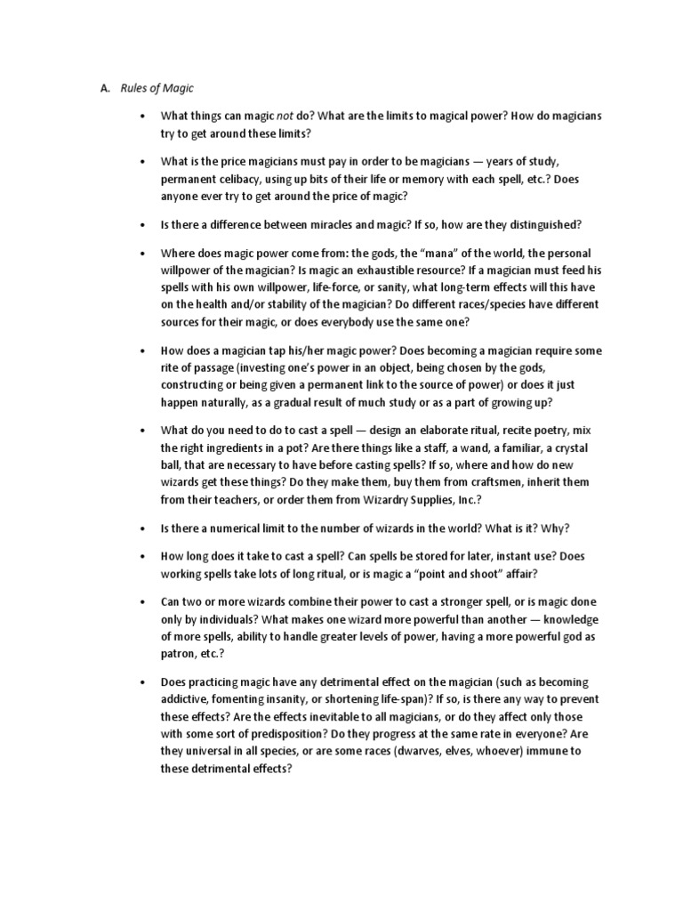 World Building (Part 3) - Rules of Magic | PDF | Magic (Paranormal ...