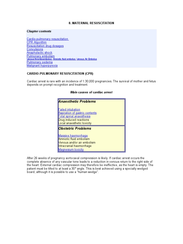 Chapter Contents: 8. Maternal Resuscitation | PDF | Cardiopulmonary ...