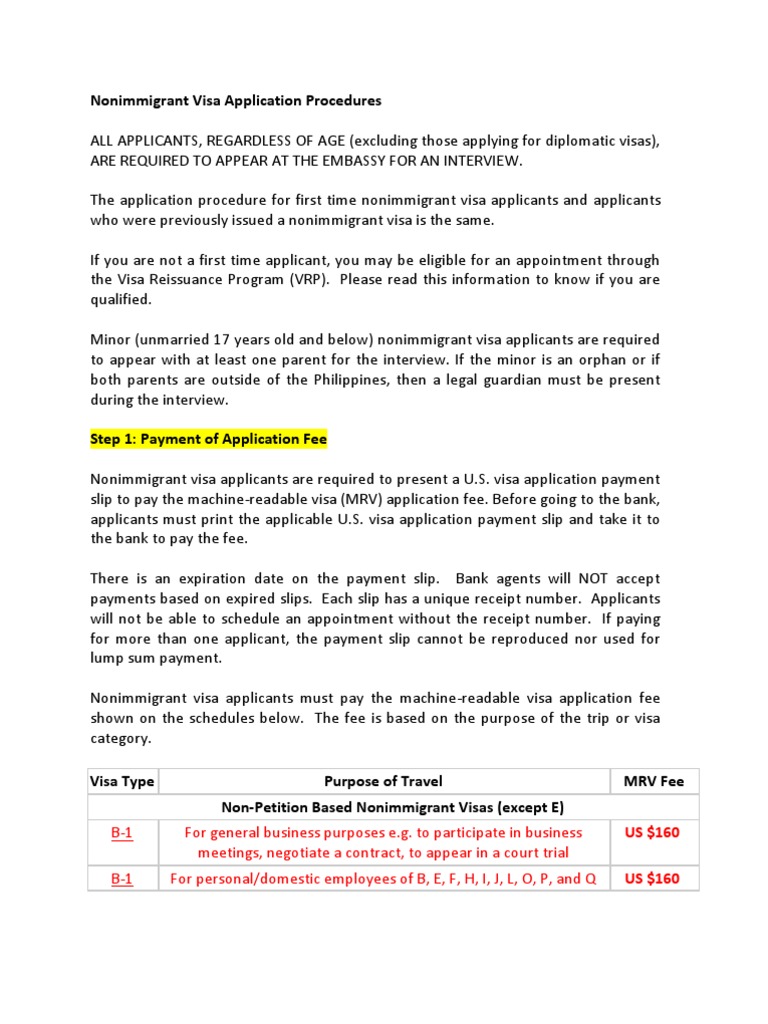 Nonimmigrant Visa Application Procedures | PDF | Travel Visa | Passport