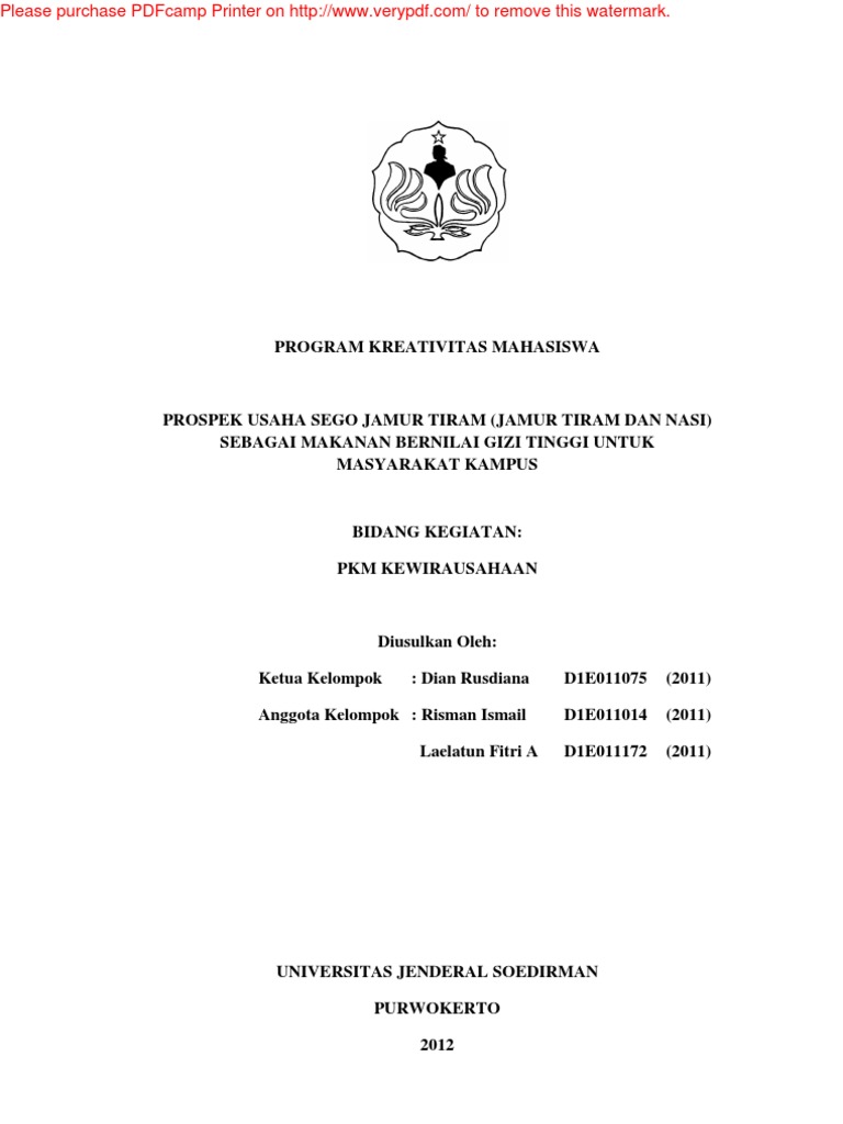 PKM-K Dian Sego Jamur Jadi | PDF