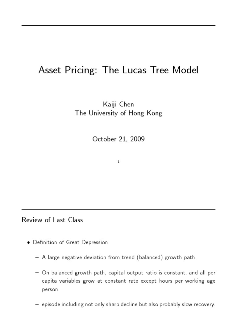 Lucas Tree Model in Asset Pricing | PDF | Economic Equilibrium | Income