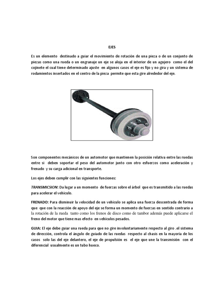 Tipos y funciones de ejes en automóviles | PDF | Eje | Vehículos