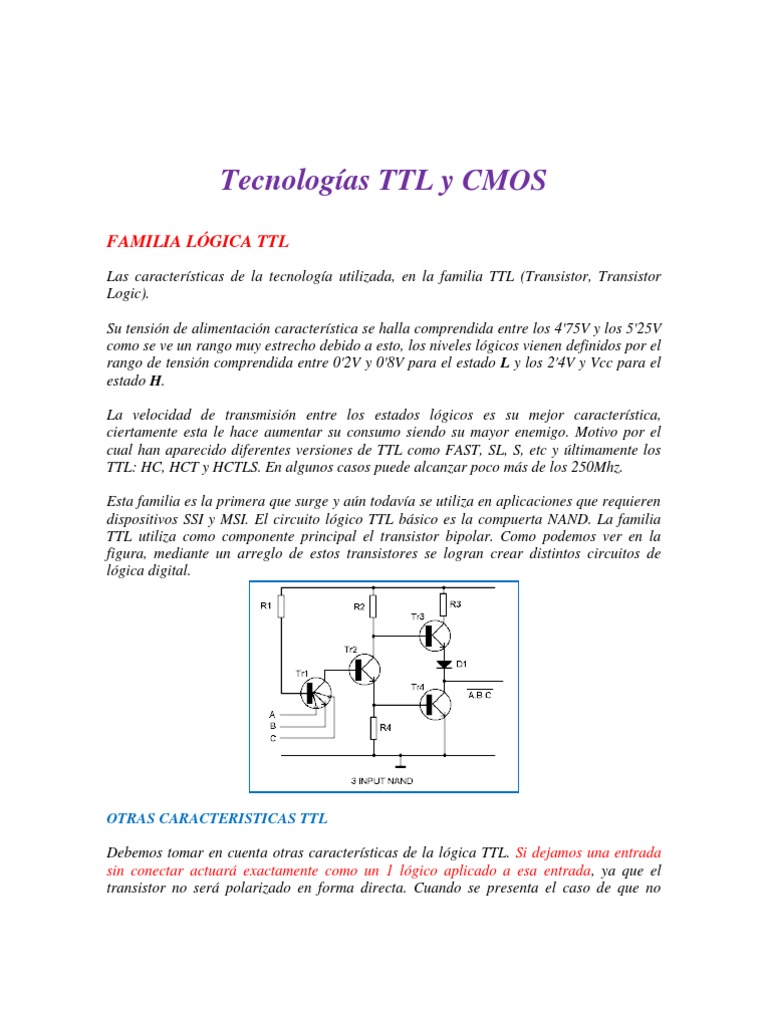 TTL Y CMOS | CMOS | Transistor