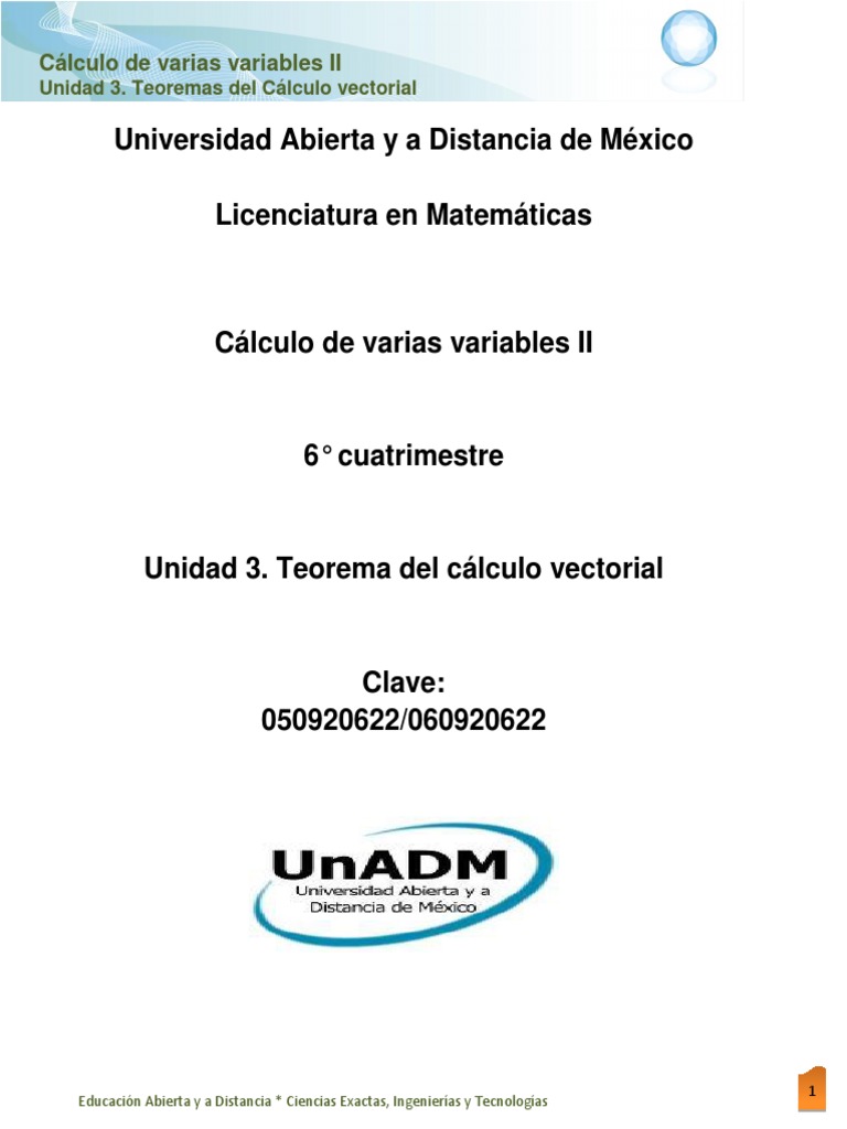 U3 Teoremas Del Calculo Vectorial | PDF | Integral | Derivado