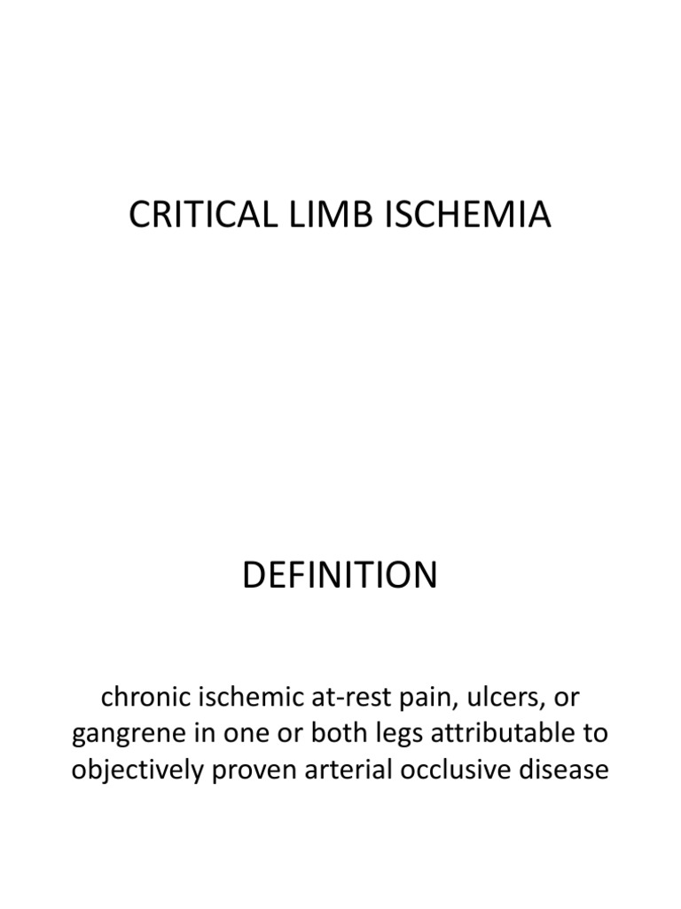 Understanding Critical Limb Ischemia | PDF | Ischemia | Clinical Medicine