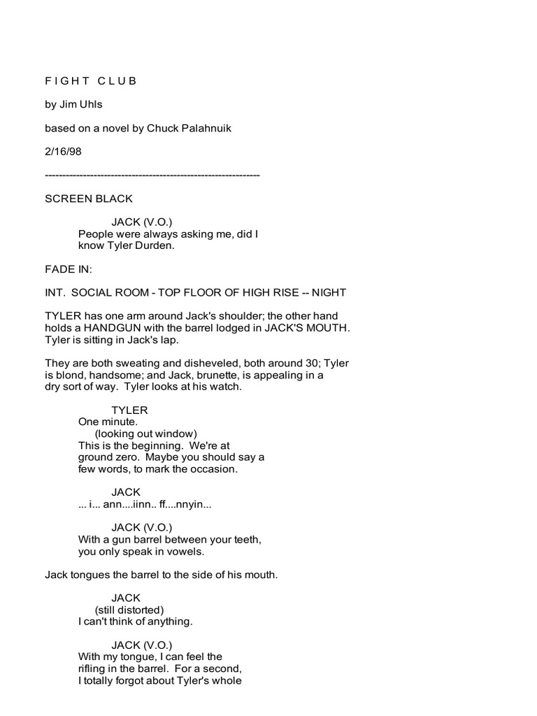 Fight Club Screenplay Excerpt | PDF | Baggage | Nature
