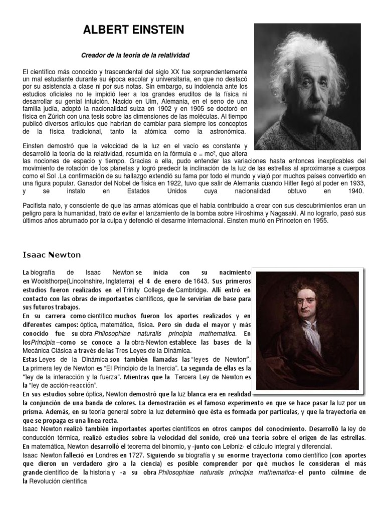 Cuadro Comparativo Entre Isaac Newton Y Albert Einstein Shop | www ...