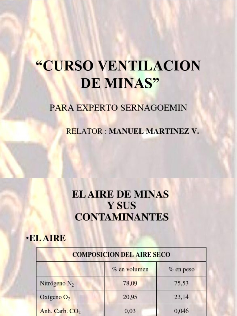 Curso de Ventilacion de Mina | PDF | Humedad | Gases