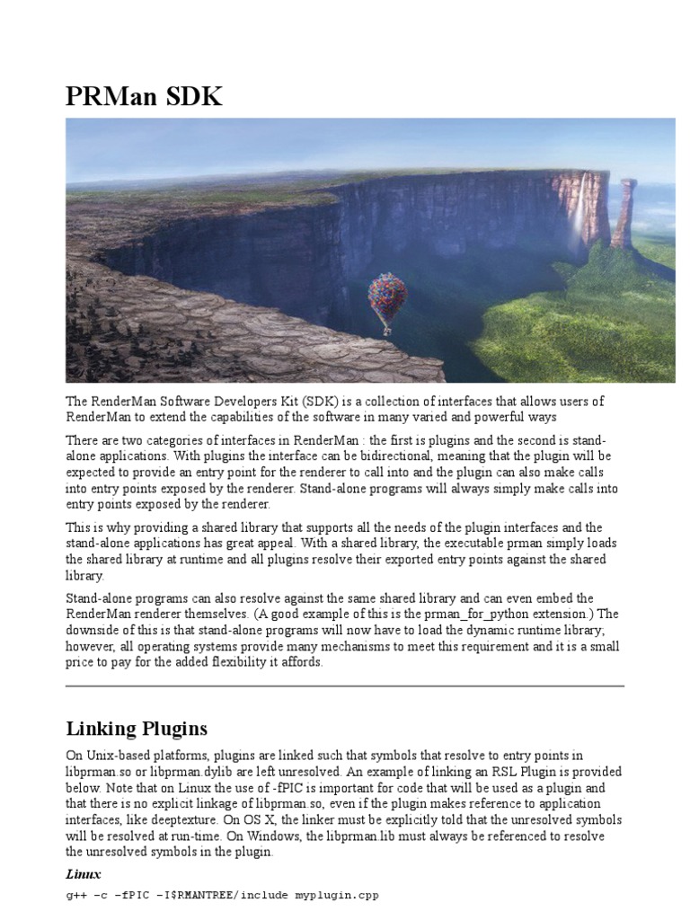 Configuring Plugins and Applications with the RenderMan SDK: Linking, Rendering, and Re ...