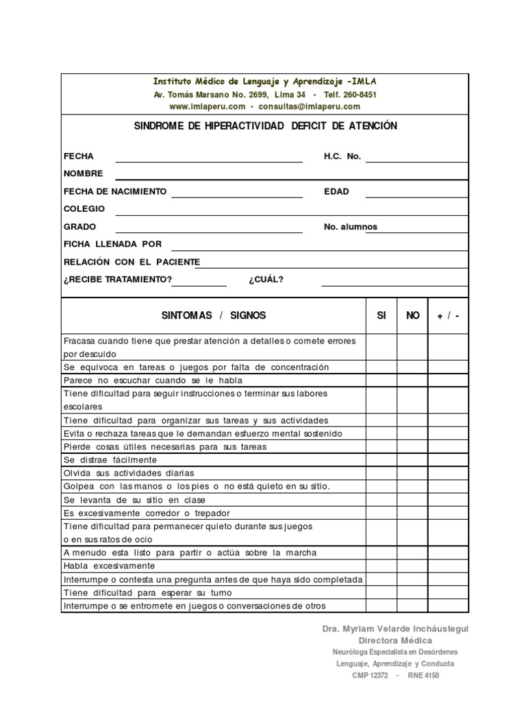 Test - TDAH 189817058 | PDF