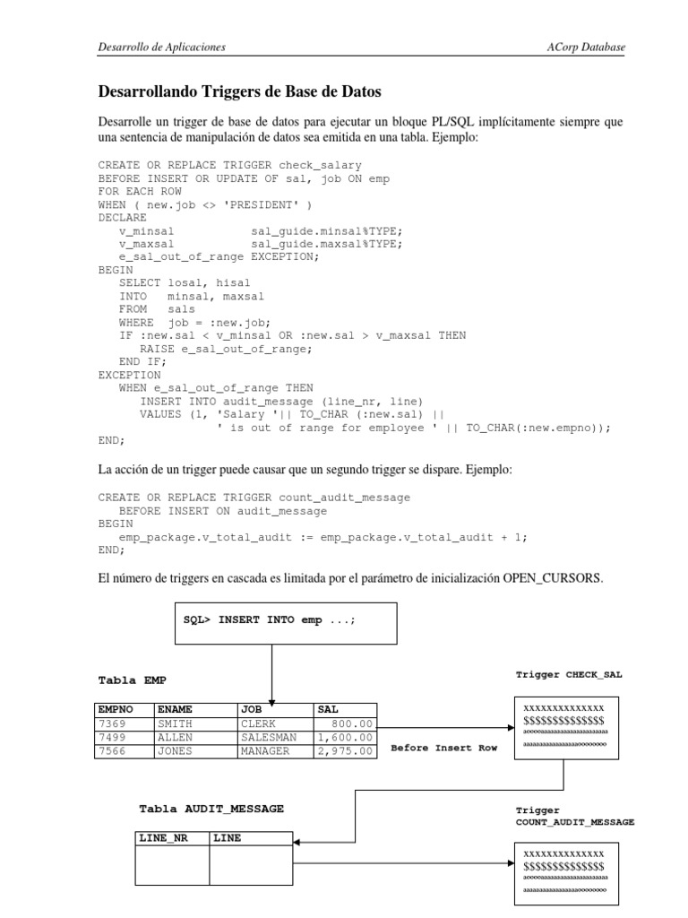 Oracle PSQL-Desarrollando Triggers | PDF | Pl / Sql | SQL
