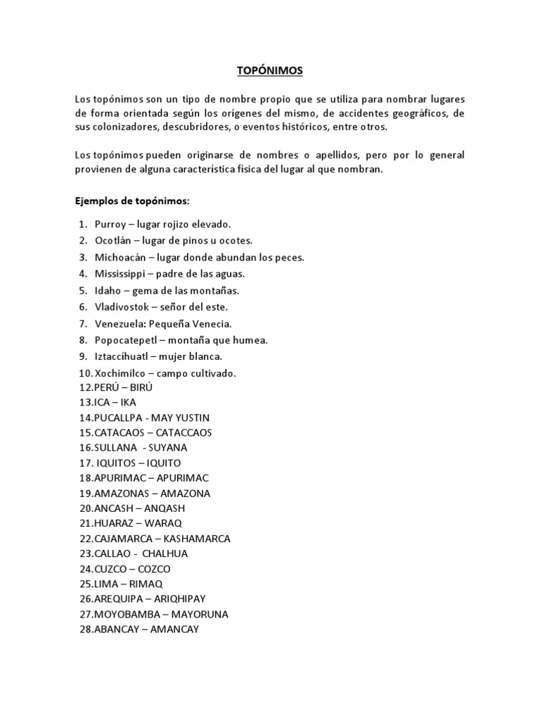 Origen y significado de topónimos mexicanos | PDF | Pueblos indígenas ...