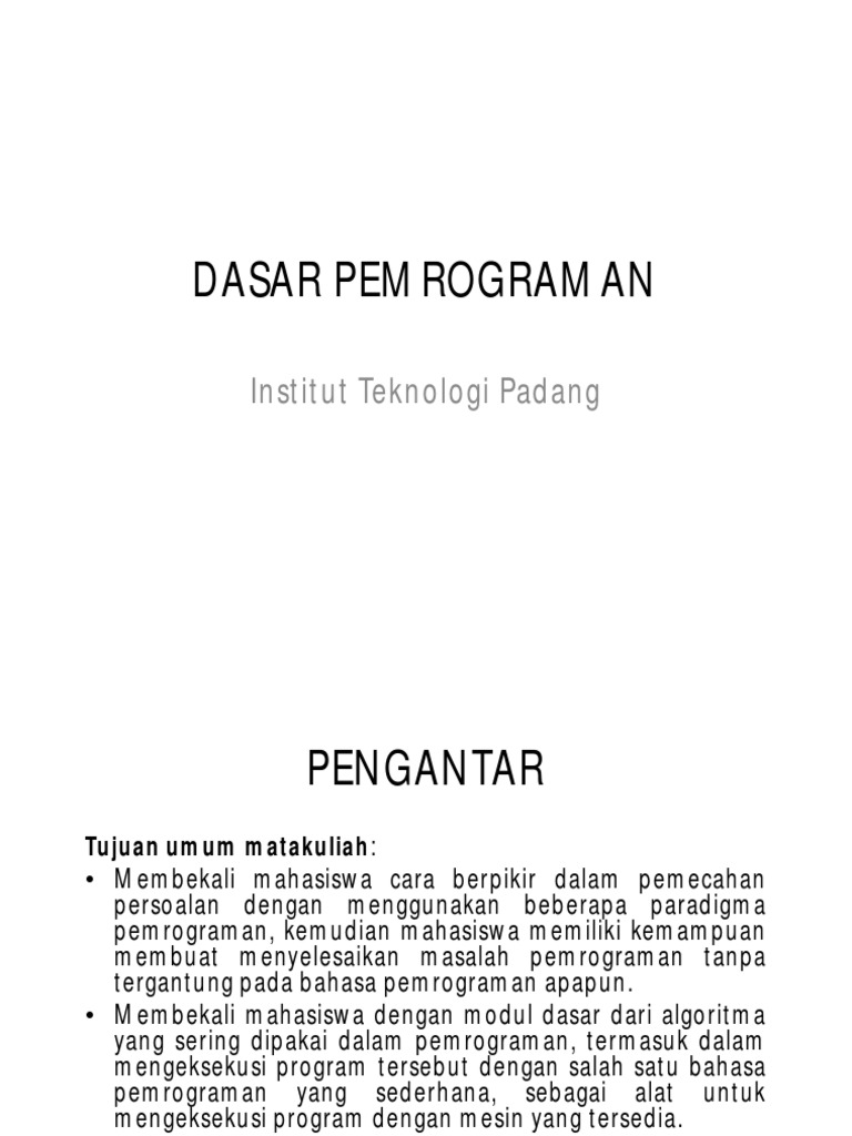 Bahan Ajar Dasar Pemrograman | PDF