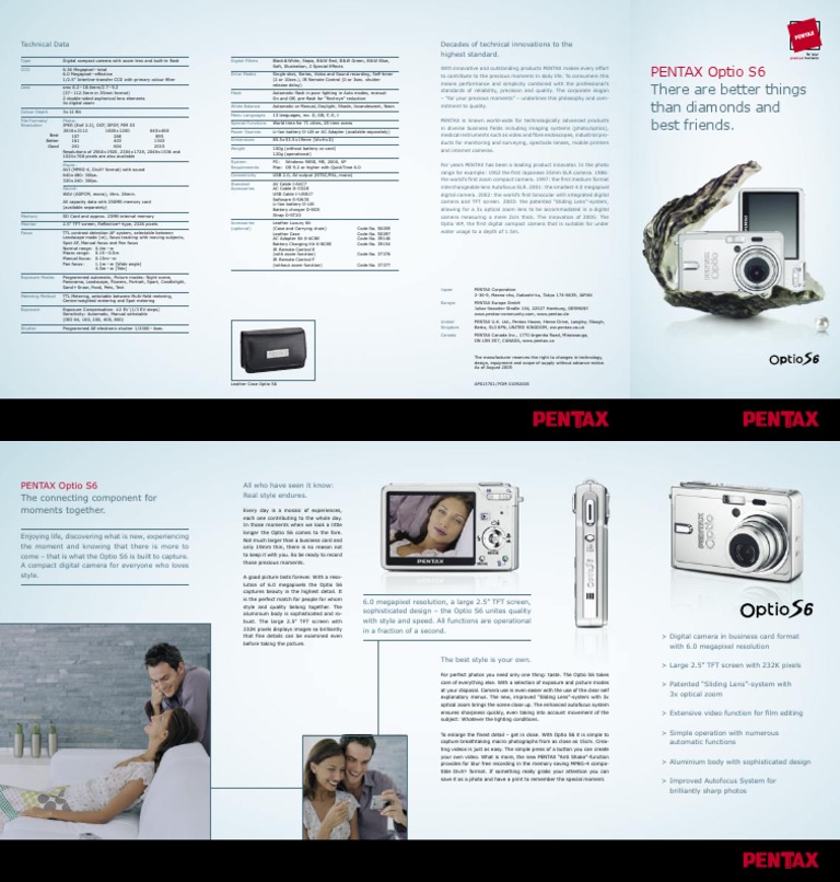 Folleto Optio S6 - UK | PDF | Camera | Digital Camera