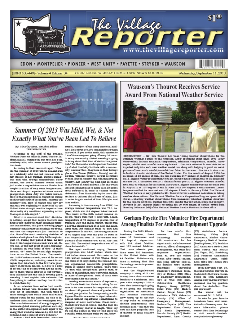 The Village Reporter - September 11th, 2013 | PDF | Influenza Vaccine ...