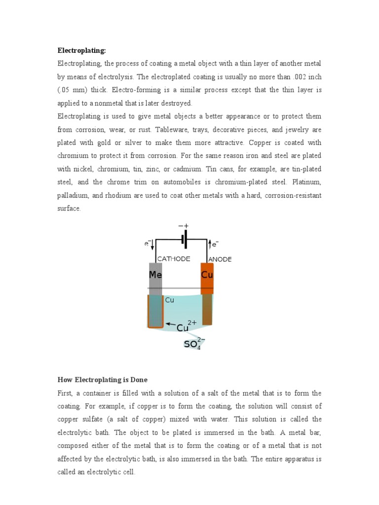 Electroplating:: How Electroplating Is Done | PDF | Corrosion | Redox