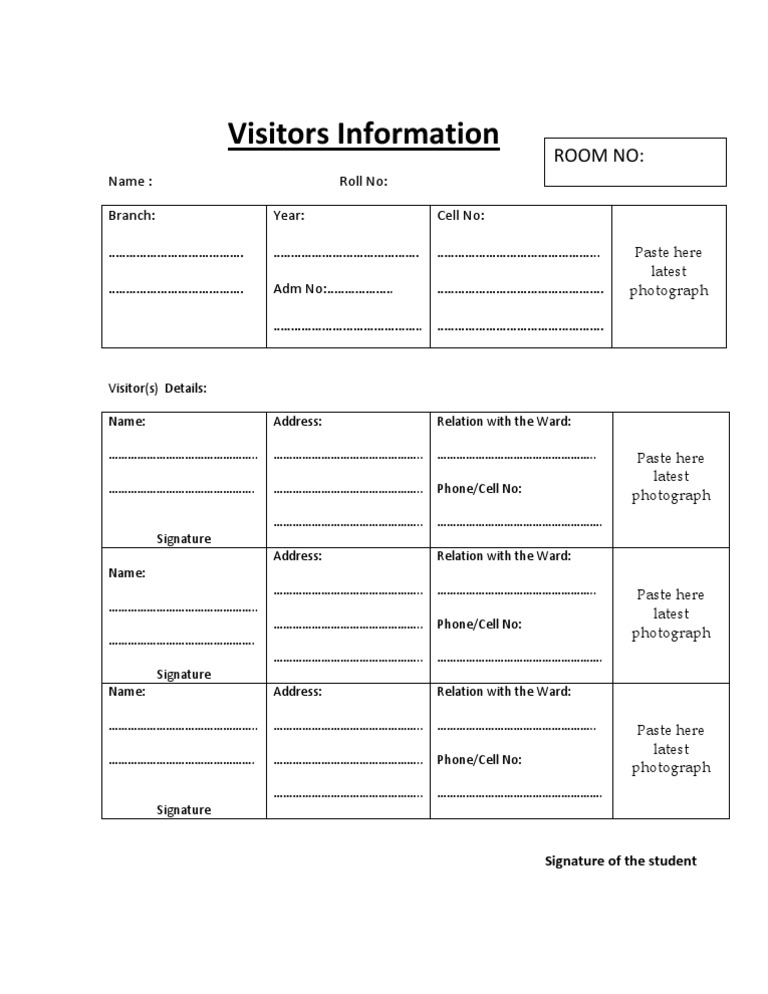 Visitors Slip | PDF