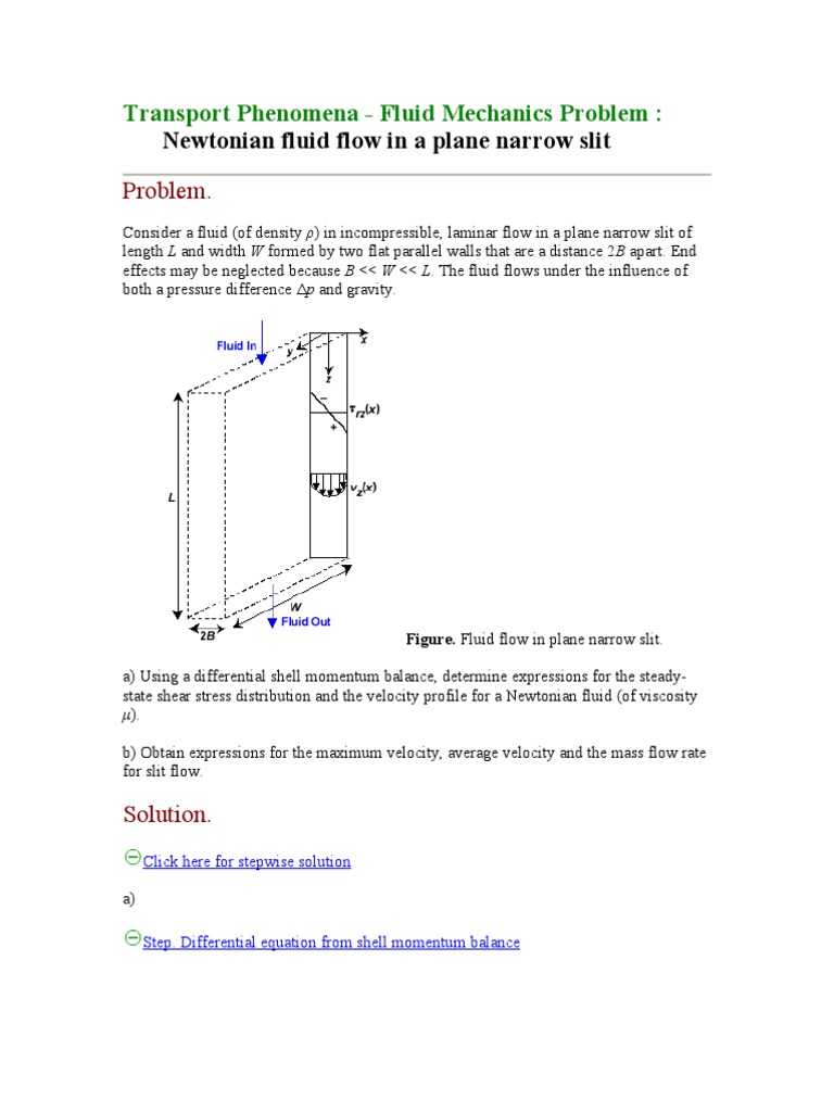Shear Stress in Narrow Slit Flow | PDF | Fluid Dynamics | Shear Stress