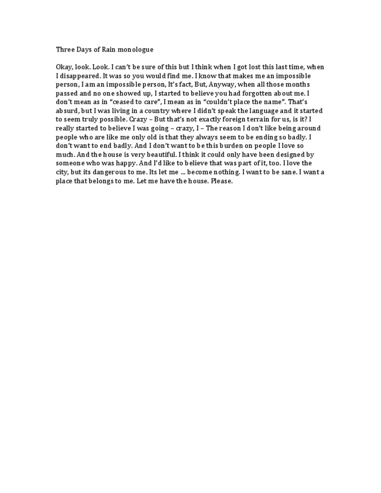 Three Days of Rain Monologue | PDF