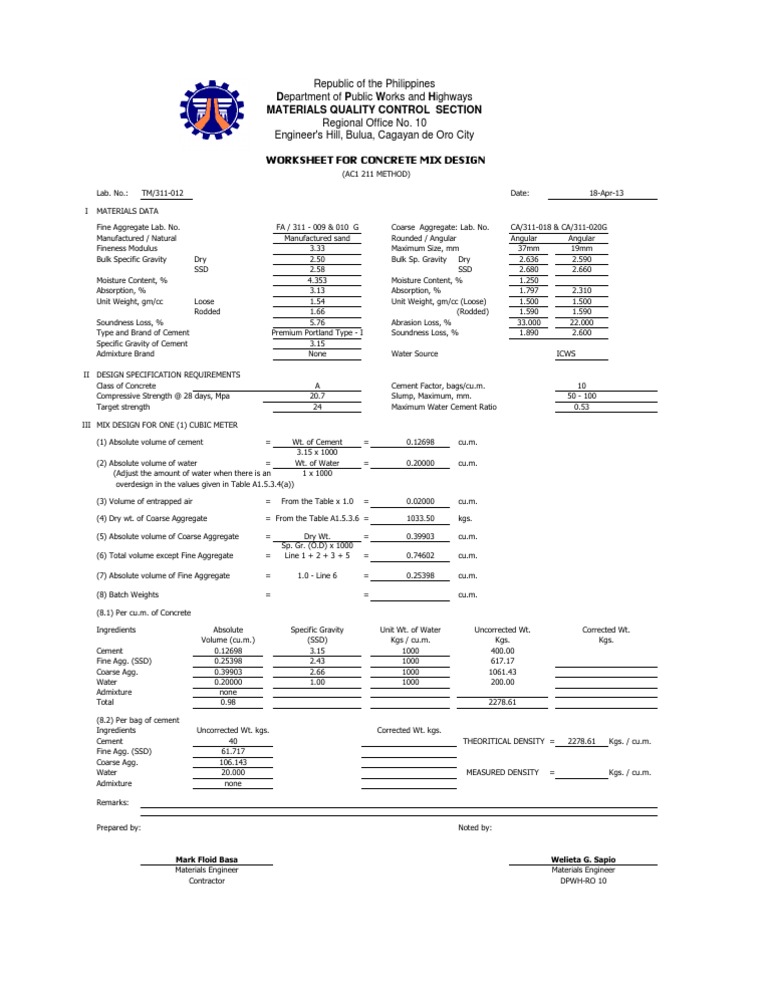 Concrete Mix Design 10 | Construction Aggregate | Concrete