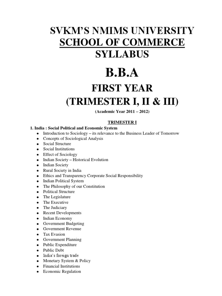 BBA - Syllabus | PDF | Financial Markets | Direct Marketing