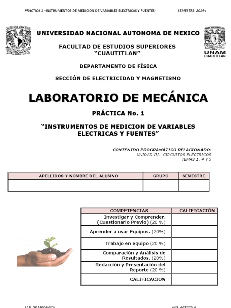 Practica 1 - Instrumentos de Medición de Variables Eléctricas y Fuentes ...