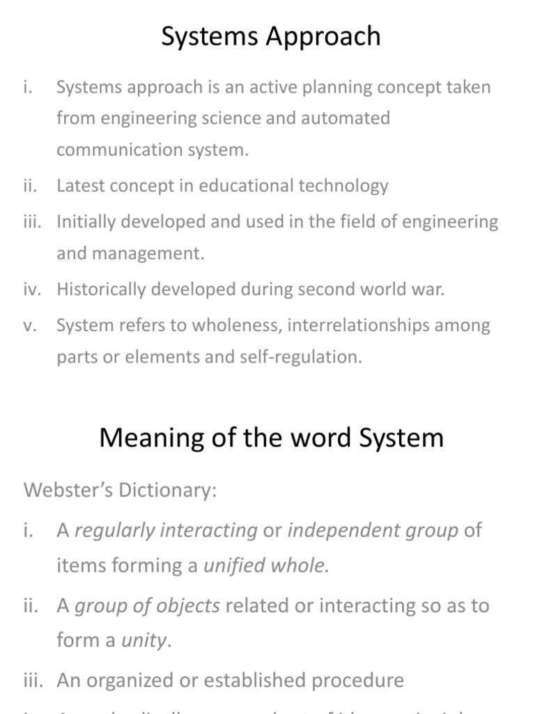 System Approach To Management